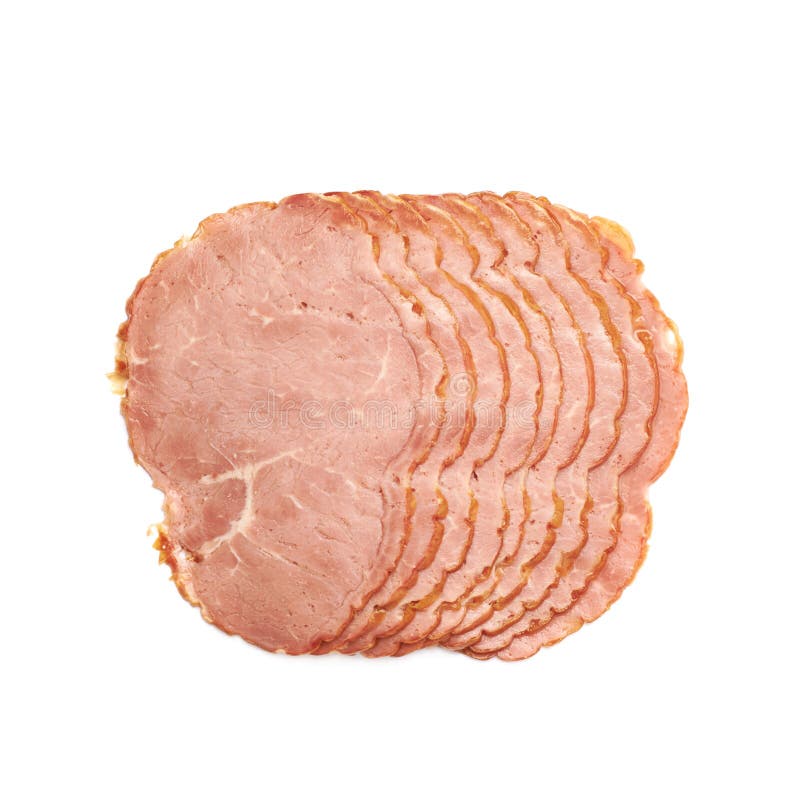 Stack of Ham Slices Isolated Stock Image - Image of delicatessen ...