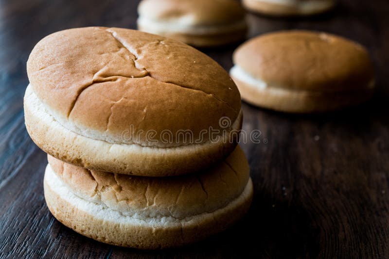 Stack of Hamburger Buns or Bread. Stock Photo - Image of bread, baked ...