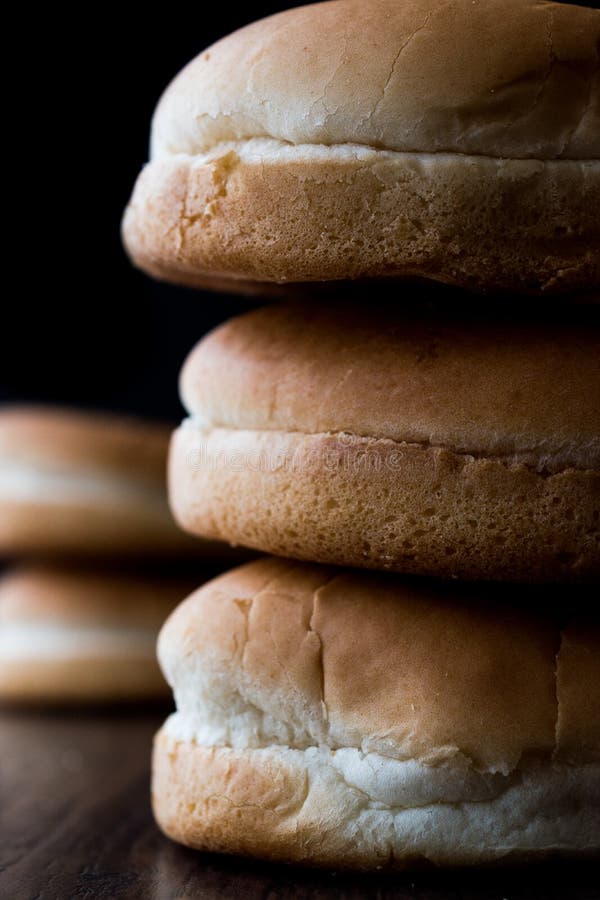 Stack of Hamburger Buns or Bread. Stock Image - Image of bakery ...
