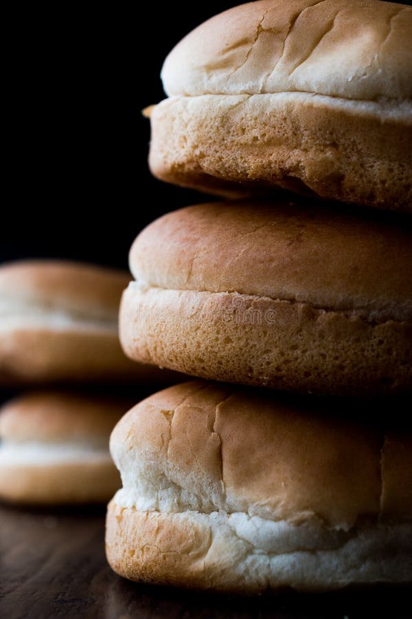 Stack of Hamburger Buns or Bread. Stock Photo - Image of buns, fast ...