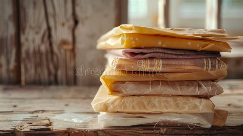 A Stack of Handmade Beeswax and Cloth Wraps Perfect for Storing ...