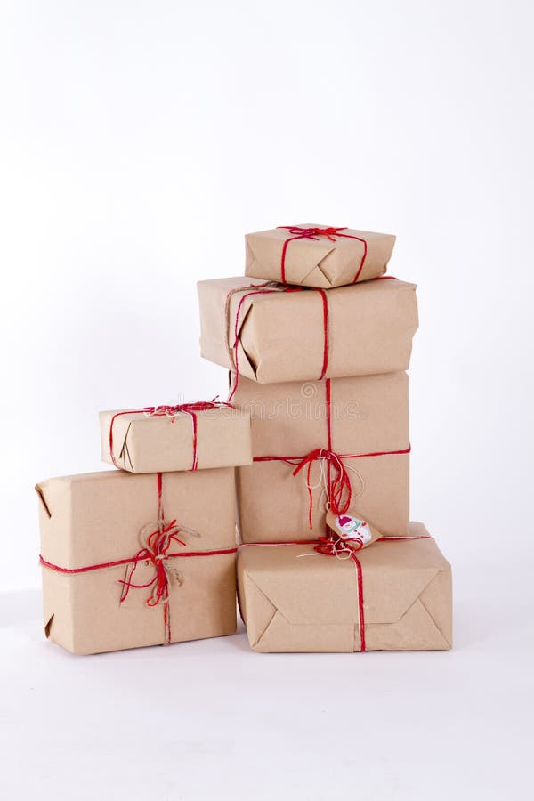 Stack of Handmade Gift Wrapping Stock Photo - Image of package ...