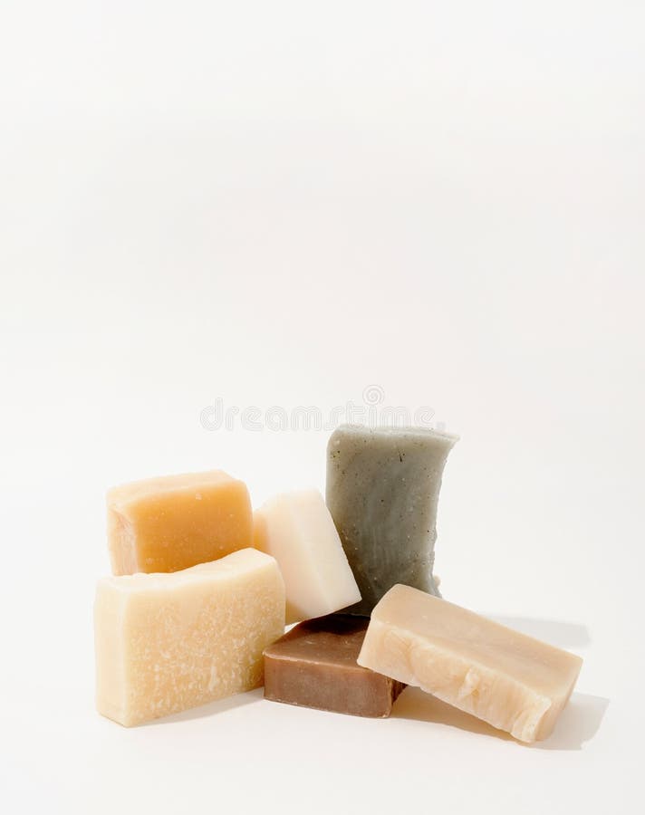 Stack of Handmade Organic Soap on White Background Stock Image - Image ...