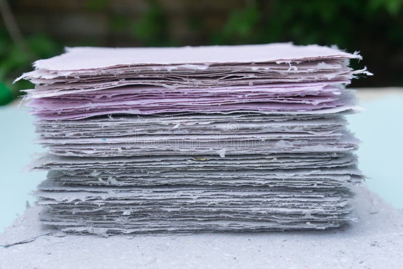 A Stack of Handmade Paper. Waste Paper Recycling Stock Image - Image of ...