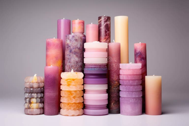 Stack of Handmade Pillar Candles in Different Sizes Stock Illustration ...