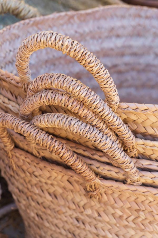 Stack of Handmade Wicker Baskets Close Up Stock Image - Image of reed ...