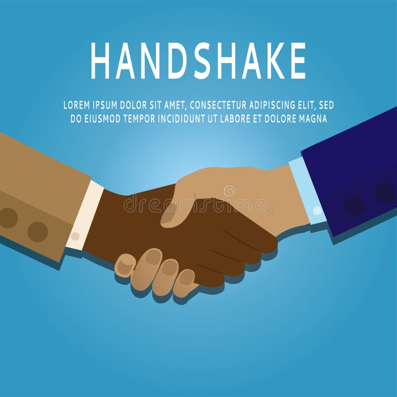 Handshake in Flat Style. Symbol of Welcome Handshake Happy Partnership ...