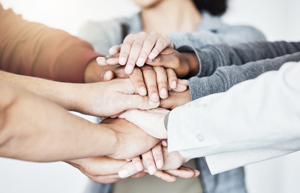 Stack, Hands and Business People with Support, Cooperation or Planning ...