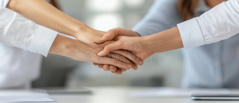Stack of Hands Showing Business Partners Supporting Each Other during a ...