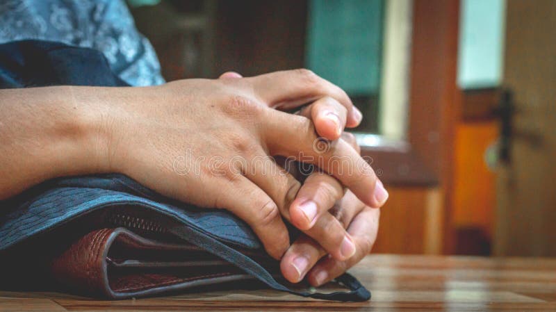 Stack of Hands on the Table Waiting for Something Stock Image - Image ...