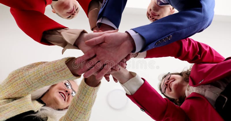 Stack Hands the Unity of Business People, Close-up Stock Video - Video ...