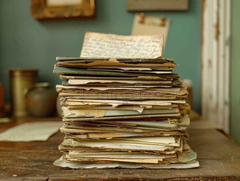 A Stack of Handwritten Letters Fading into a Stream of Digital Messages ...