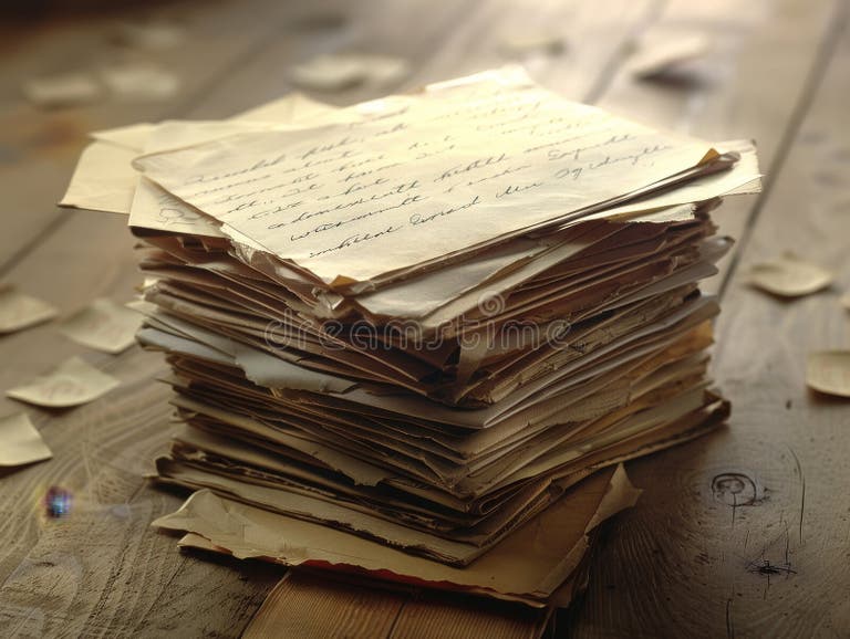 A Stack of Handwritten Letters Fading into a Stream of Digital Messages ...