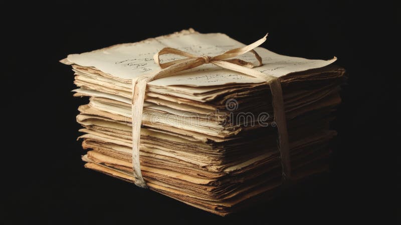 A Stack of Handwritten Letters Tied with a Ribbon, Signifying the Charm ...