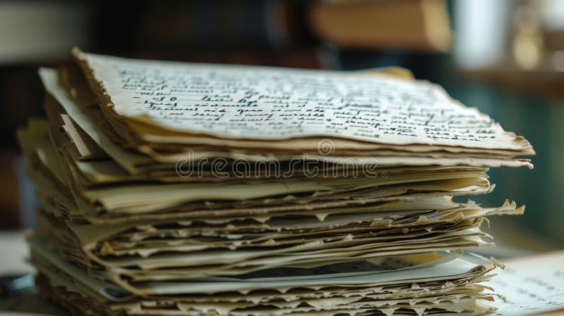 A Stack of Handwritten Notes from Various Life Story Interviews Stock ...