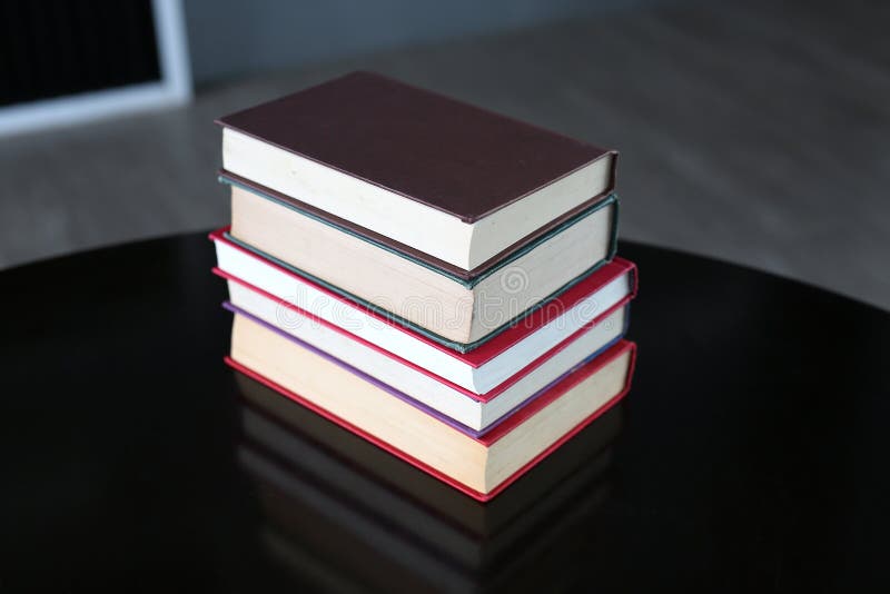 Stack of Hardback Books on Wooden Table. Education Background Stock ...