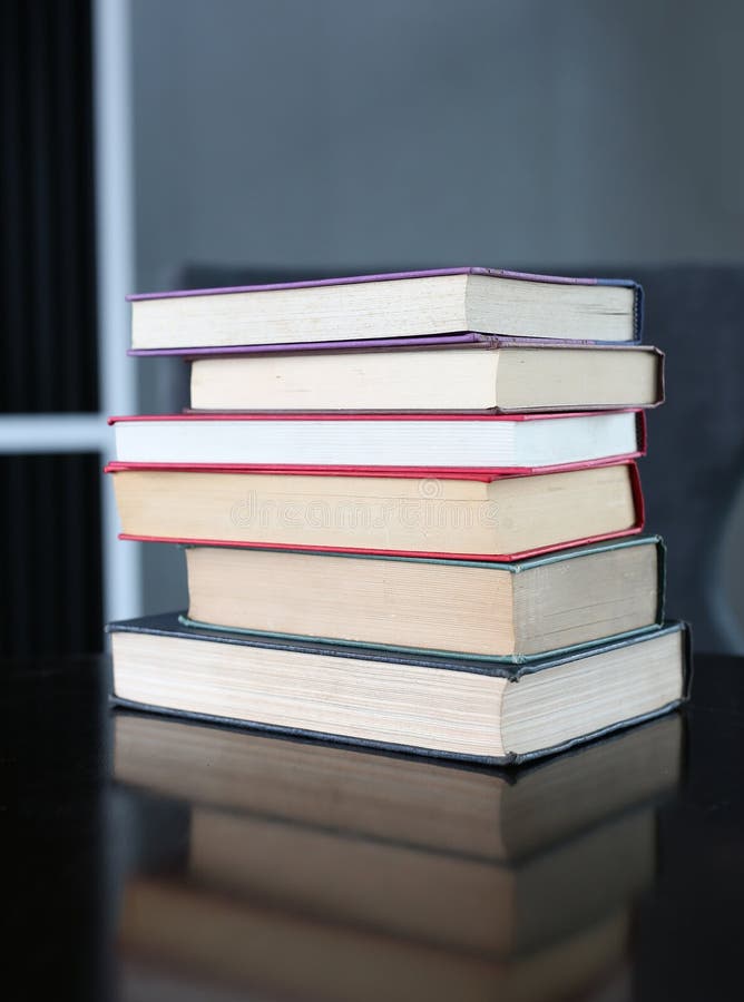 Stack of Hardback Books on Wooden Table. Education Background Stock ...