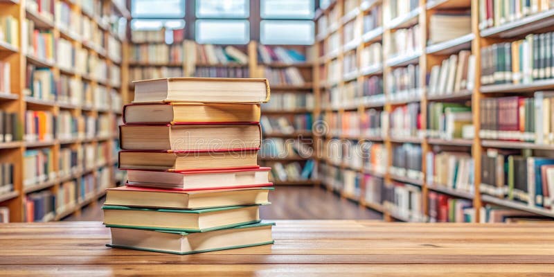 Stack of Hardcover Books in a Library Generative AI Stock Illustration ...