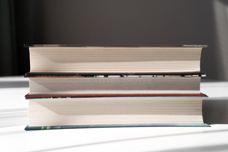 Stack of Hardcover Books with Stock Photo - Image of stack, closeup ...