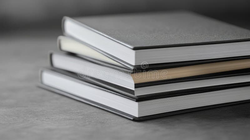 Stack of Hardcover Books in Neutral Colors on Gray Background for ...