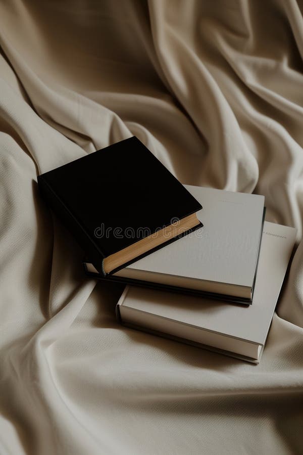 Stack of Hardcover Books on Satin Fabric. - AI Generated Stock ...