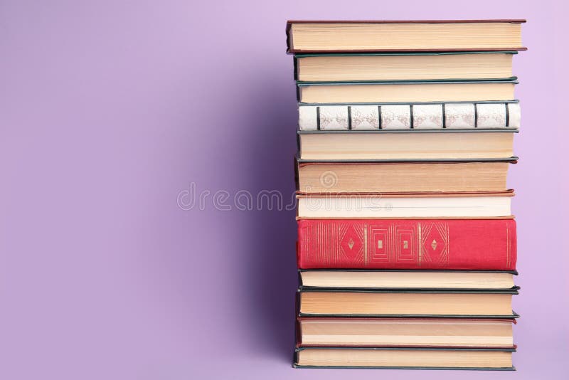 Stack Of Hardcover Books On Background. Space For Text Stock Image ...