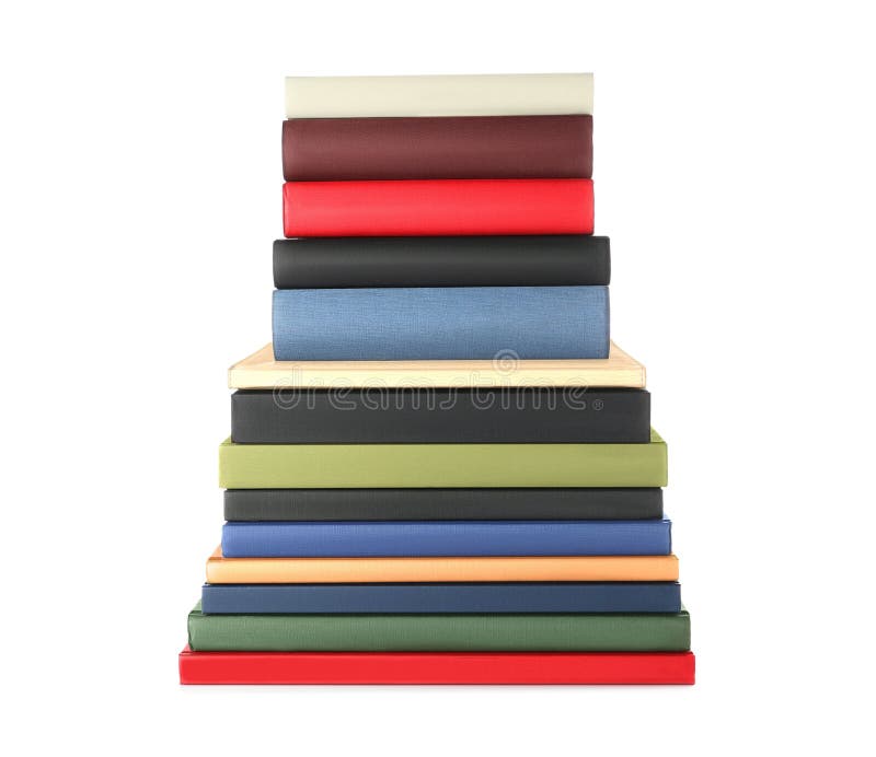 Stack of Hardcover Books on White Background Stock Image - Image of ...