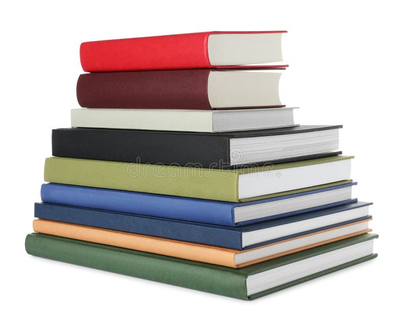 Stack of Hardcover Books on White Background Stock Photo - Image of ...