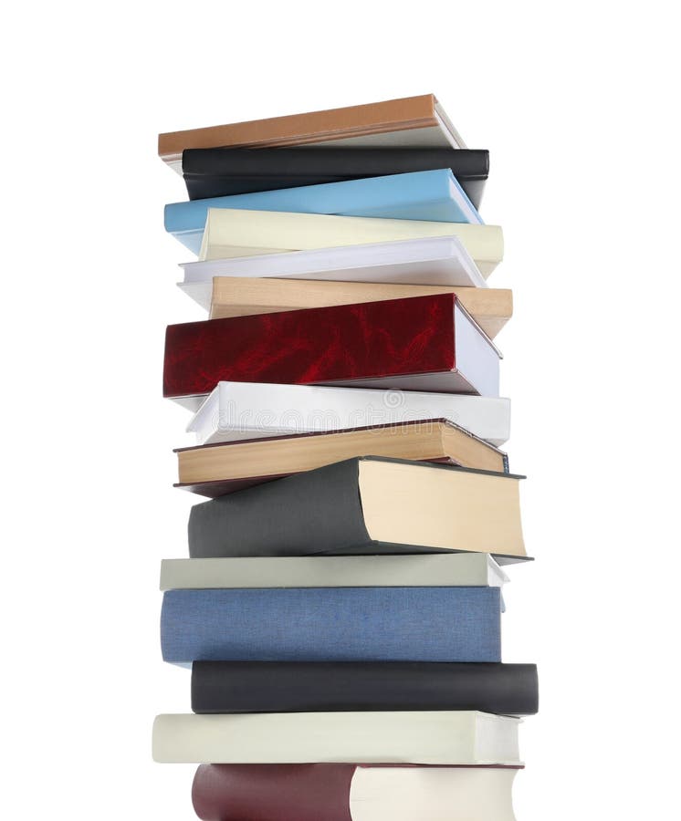 Stack of Hardcover Books on White Background Stock Photo - Image of ...