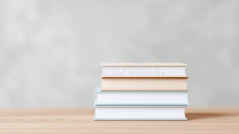 Stack of Hardcover Books on Wooden Table Stock Photo - Image of ...