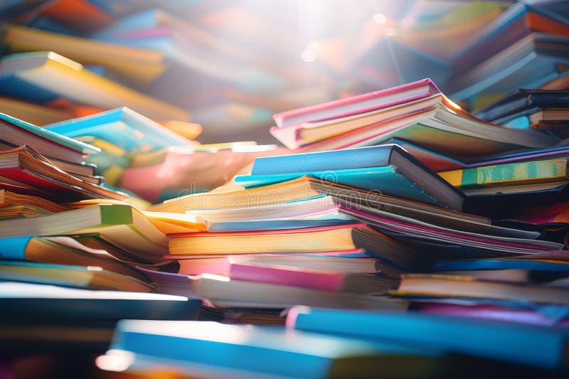 Stack of Hardcover Colorful and Diffrent Books on Blurred Background ...