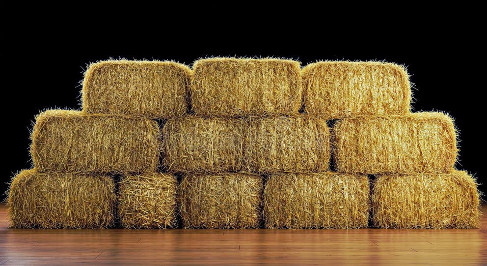 Stack of Hay Bales Against Black Background Stock Illustration ...