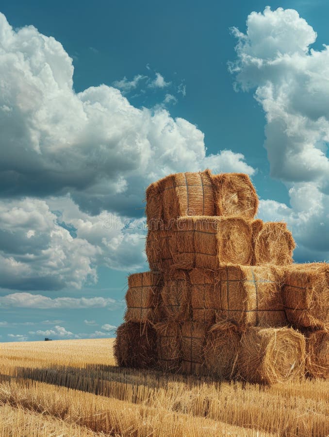 Stack of Hay in Field stock photo. Image of rural, stack - 375320322