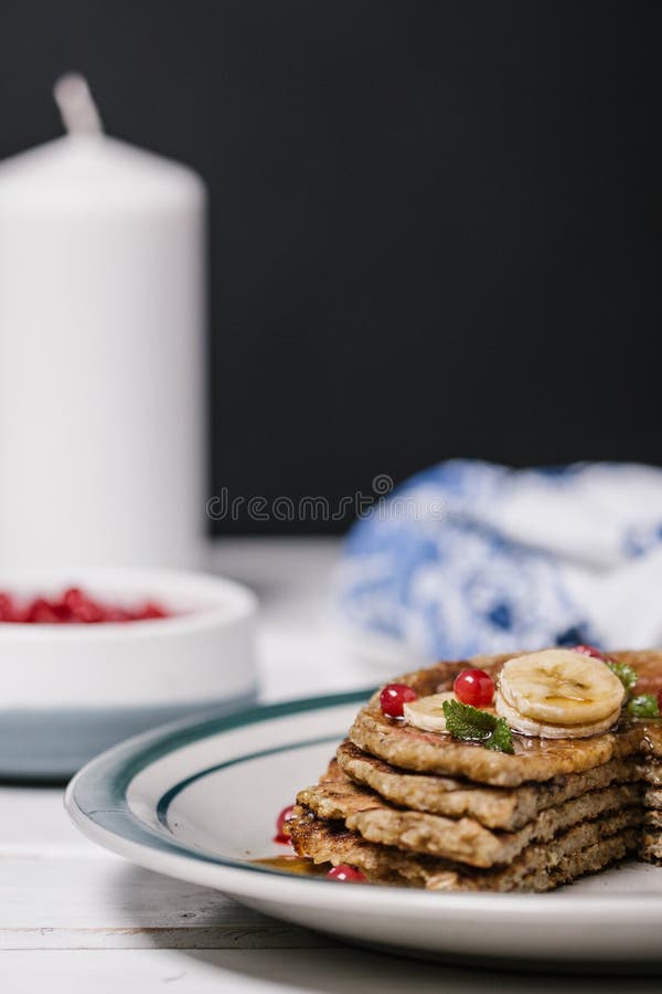 Stack of Healthy Low Carbs Oat Pancakes Stock Photo - Image of golden ...
