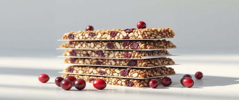 Stack of Healthy Nut and Cranberry Snack Bars Stock Photo - Image of ...