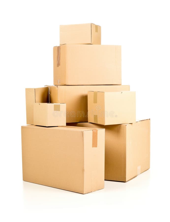 Stack or Heap of Brown Carton Cardboard Boxes Over White, Freight ...