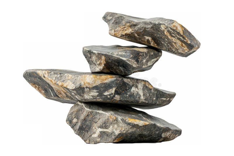 Stack of Heavy Rocks Balancing Precariously, Isolated on a Clean White ...