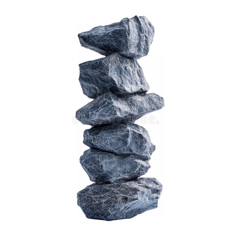 Stack of Heavy Rocks Balancing Precariously, Isolated on a Clean White ...