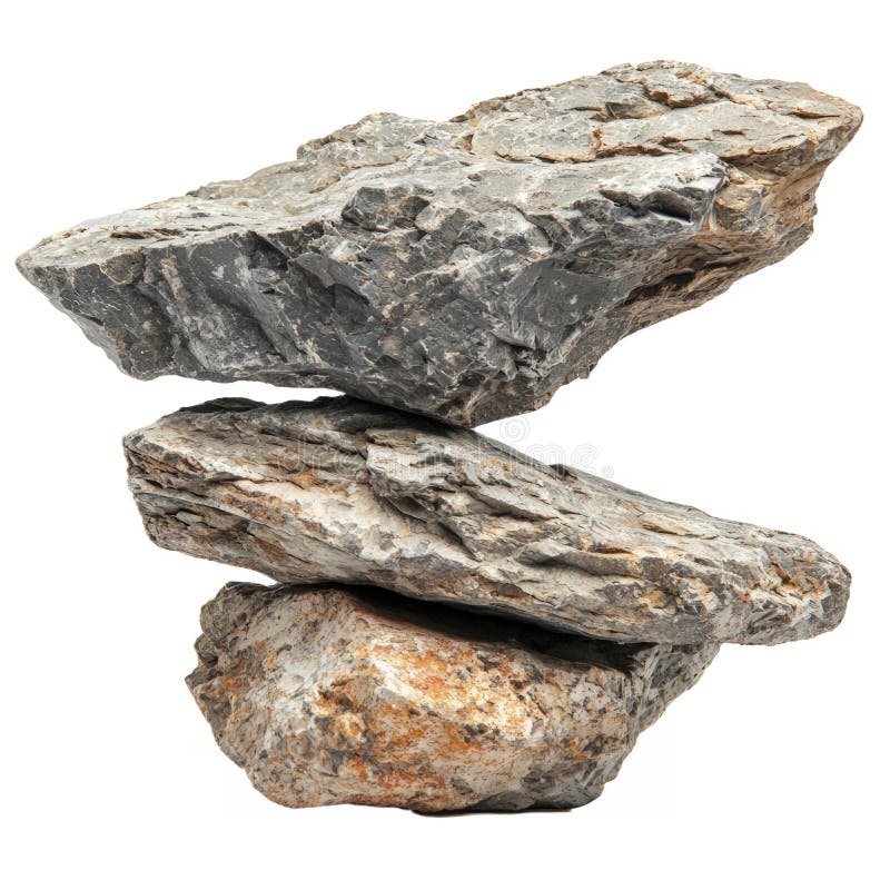 Stack of Heavy Rocks Balancing Precariously, Isolated on a Clean White ...