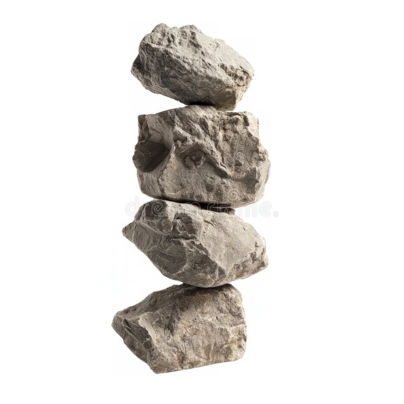 Stack of Heavy Rocks Balancing Precariously, Isolated on a Clean White ...