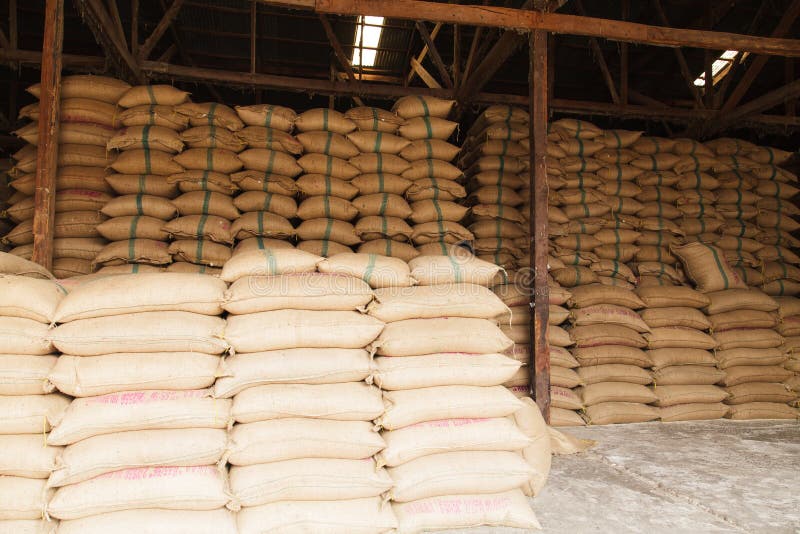 Stack hemp sacks of rice stock photo. Image of natural - 38968058