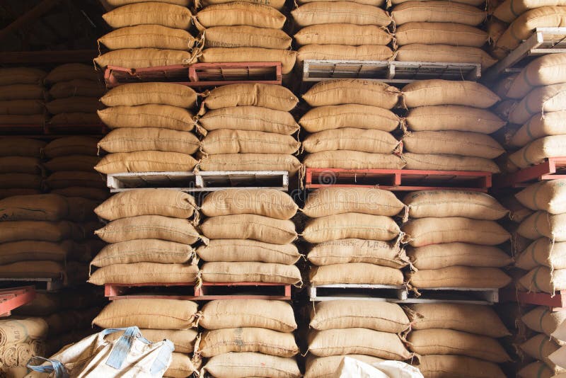 Stack hemp sacks of rice stock photo. Image of natural - 38968058