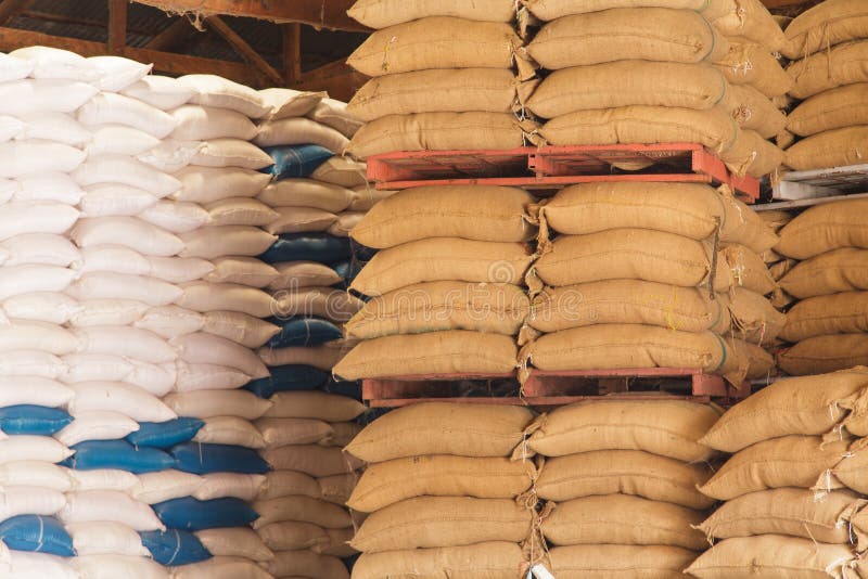 Stack hemp sacks of rice stock photo. Image of natural - 38968058