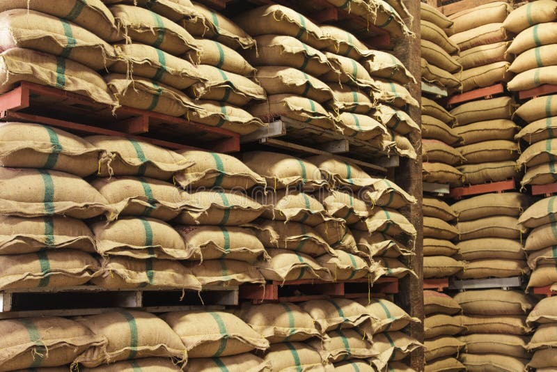 Stack hemp sacks of rice stock image. Image of plant - 38967949