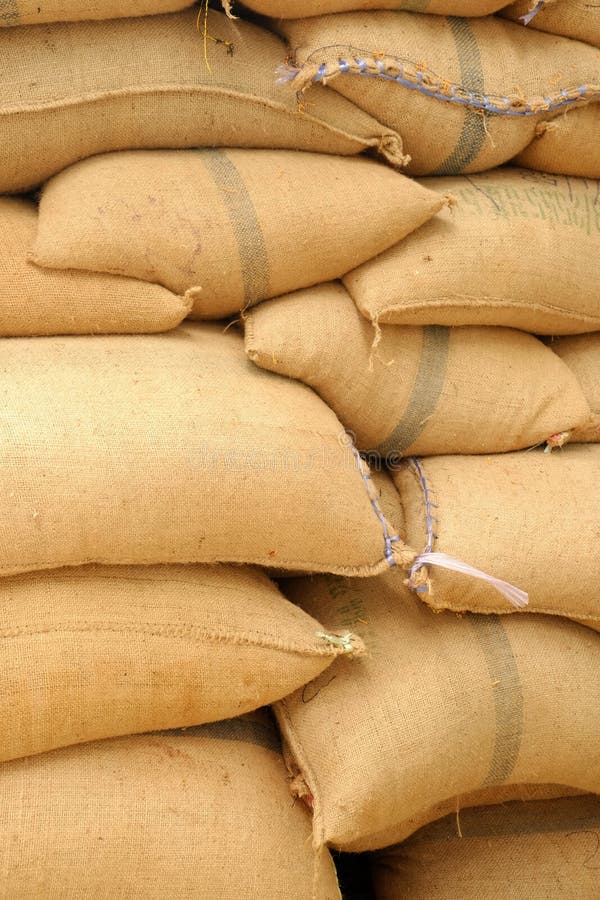 Stack hemp sacks of rice stock photo. Image of natural - 38968058