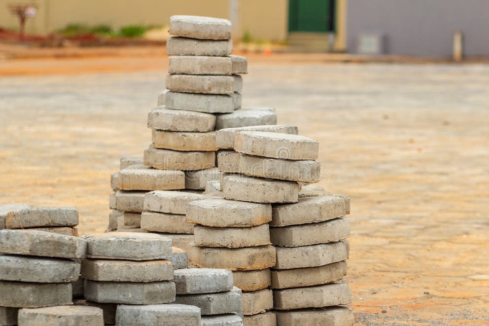 A Stack of Hexagonal Concrete Blocks. Stock Image - Image of ground ...
