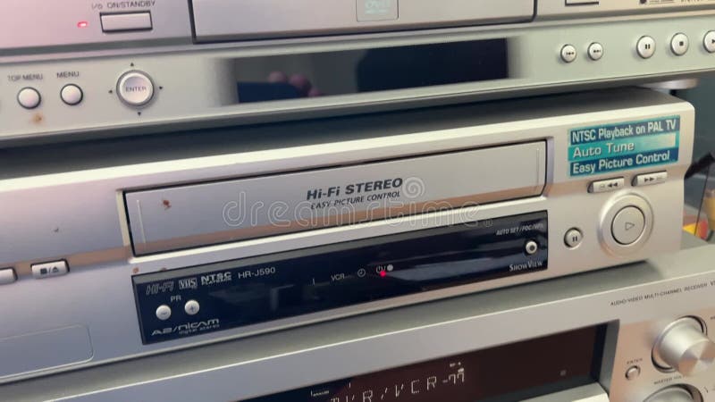 Stack of Hifi Devices with Amplifier, CD-Player, VHS-recorder Stock ...