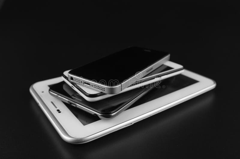 Stack of High-end Smartphones Stock Photo - Image of desk, equipment ...