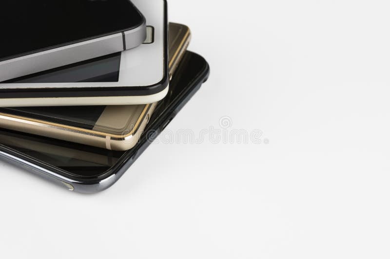 Stack of High-end Smartphones Stock Photo - Image of display, highend ...