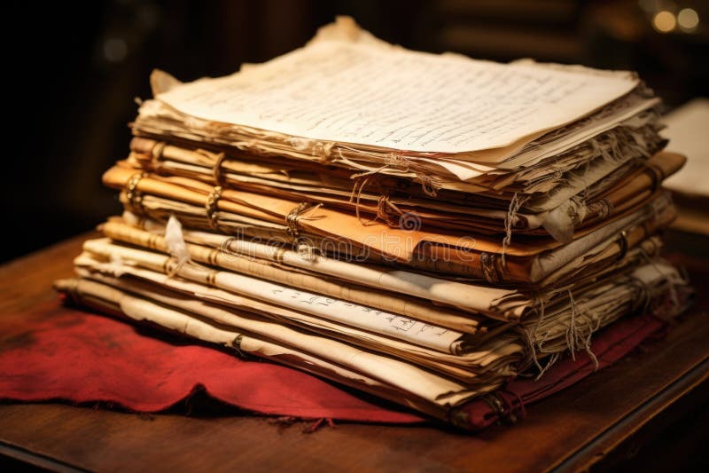 A Stack of Historical Style Handwritten Parchments Stock Image - Image ...